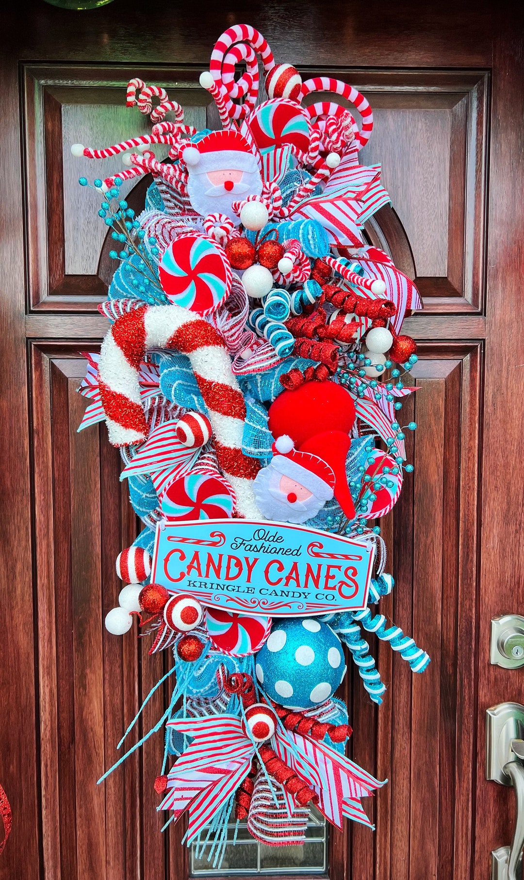 Candy Cane Lane Door Swag - Etsy