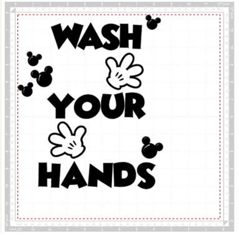 WASH YOUR HANDS Svg Download File. Mouse Gloves and Ears Inspired ...