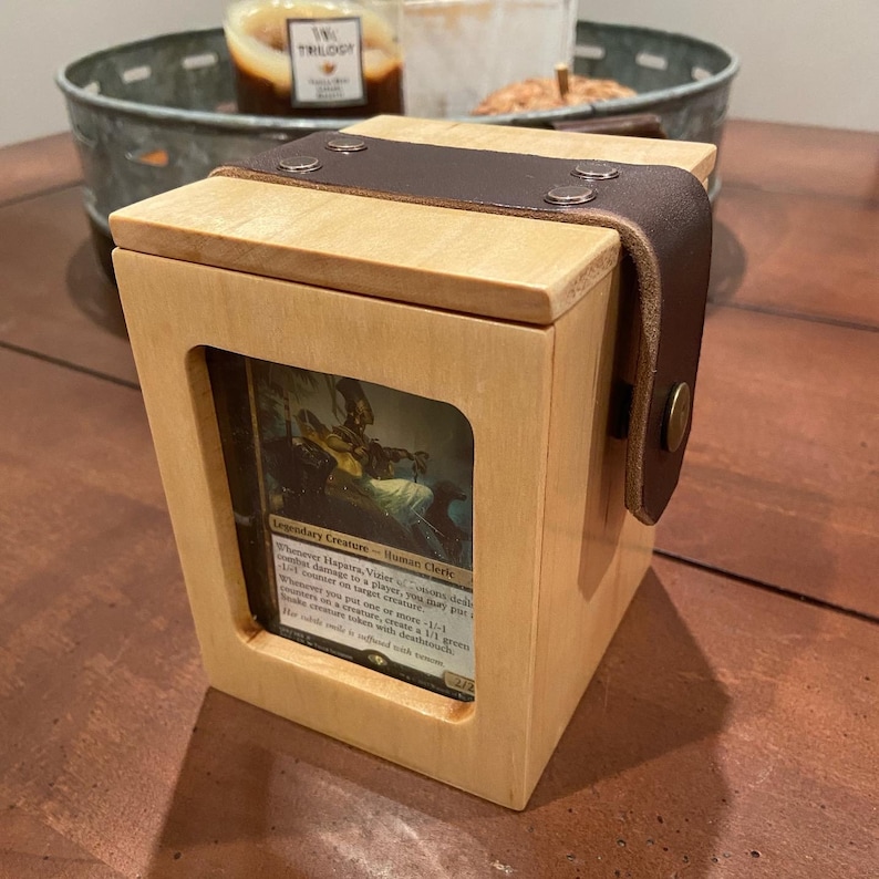 MTG Card Deck Box Commander Window W/ Leather Strap - Etsy