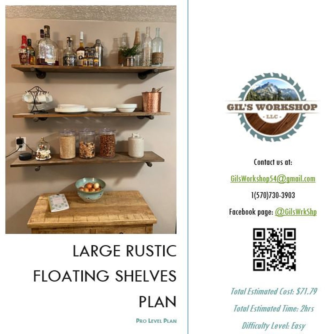 Large Rustic Floating Shelves DIY Build - Pro Plan - Etsy