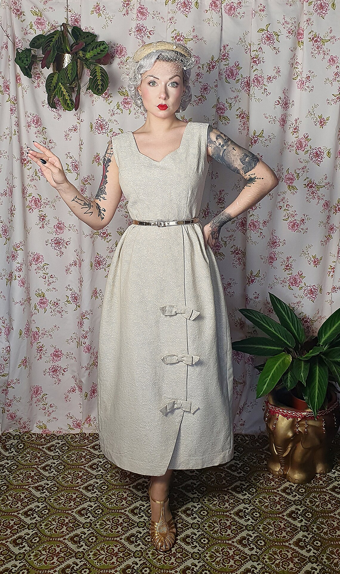 Vintage Beige Cream Paisley Pattern Column Sleeveless - Etsy