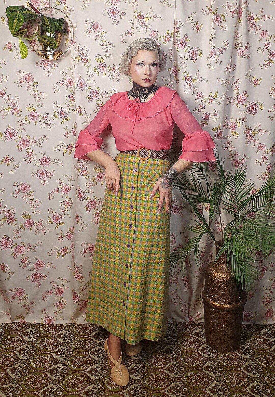 Bubblegum Barbie Pink Ruffle Sleeve Ruffle Dollar 30s 60s Style Blouse ...