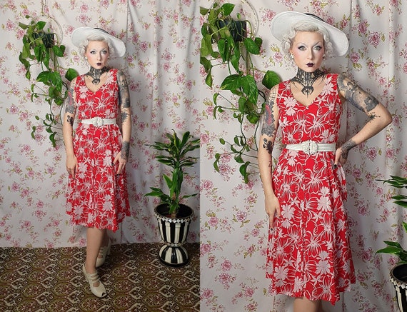 Vintage Red White V Neck Sleeveless 20s 30s Style Flapper Vintage Red White V Neck Sleeveless 20s 30s Style Flapper