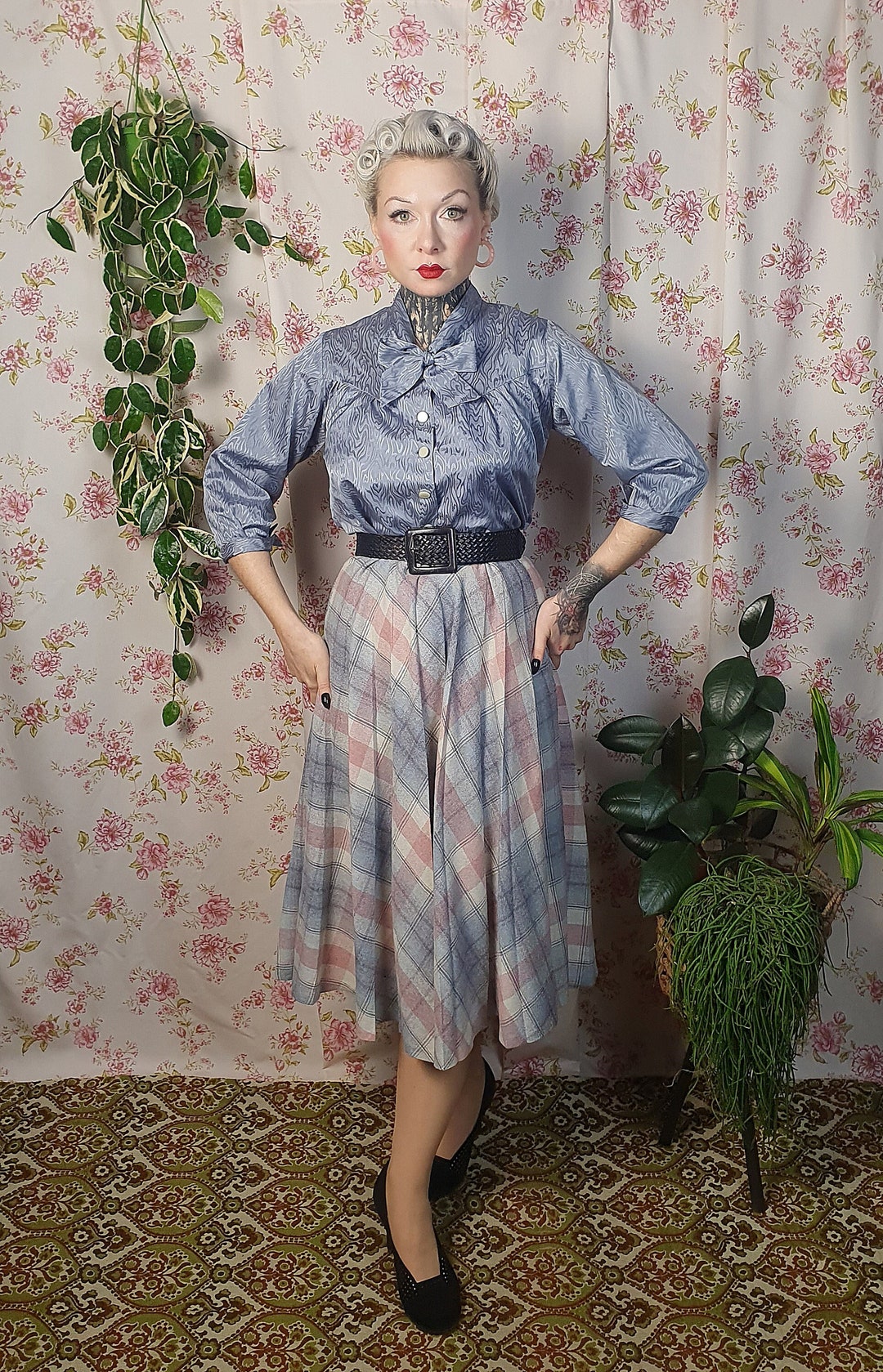 Vintage Slate Blue Gray Wood Grain Pattern Polyester Necktie 3/4 Sleeve ...