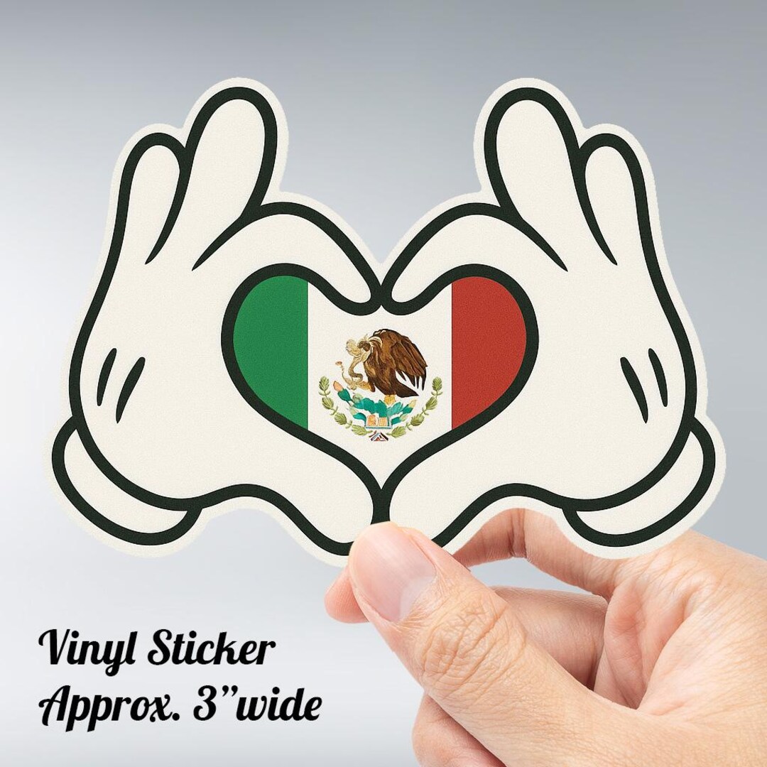 Heart Hands Mexico Sticker – Mexican Flag Love Pride – Vinyl Decal for ...