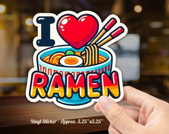 Cute Ramen Bowl Sticker Cartoon Noodles Foodie Vinyl Decal Laptop Water ...