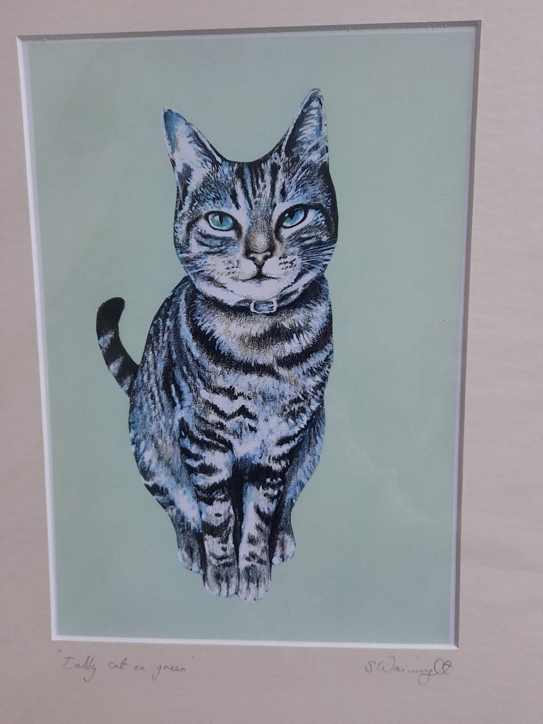 A4 Tabby Cat Art Print Mounted on High Quality Cream Card - Etsy