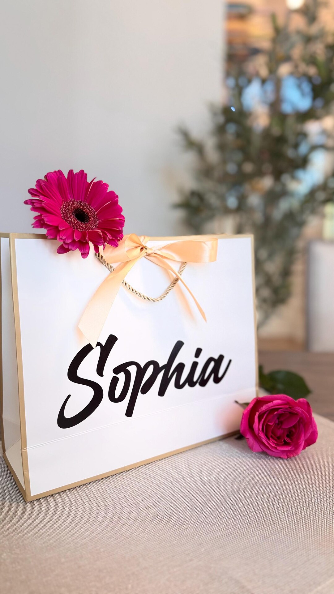 Personalized Paper Gift Bags: Bridal Party, Custom Name & Font - Etsy