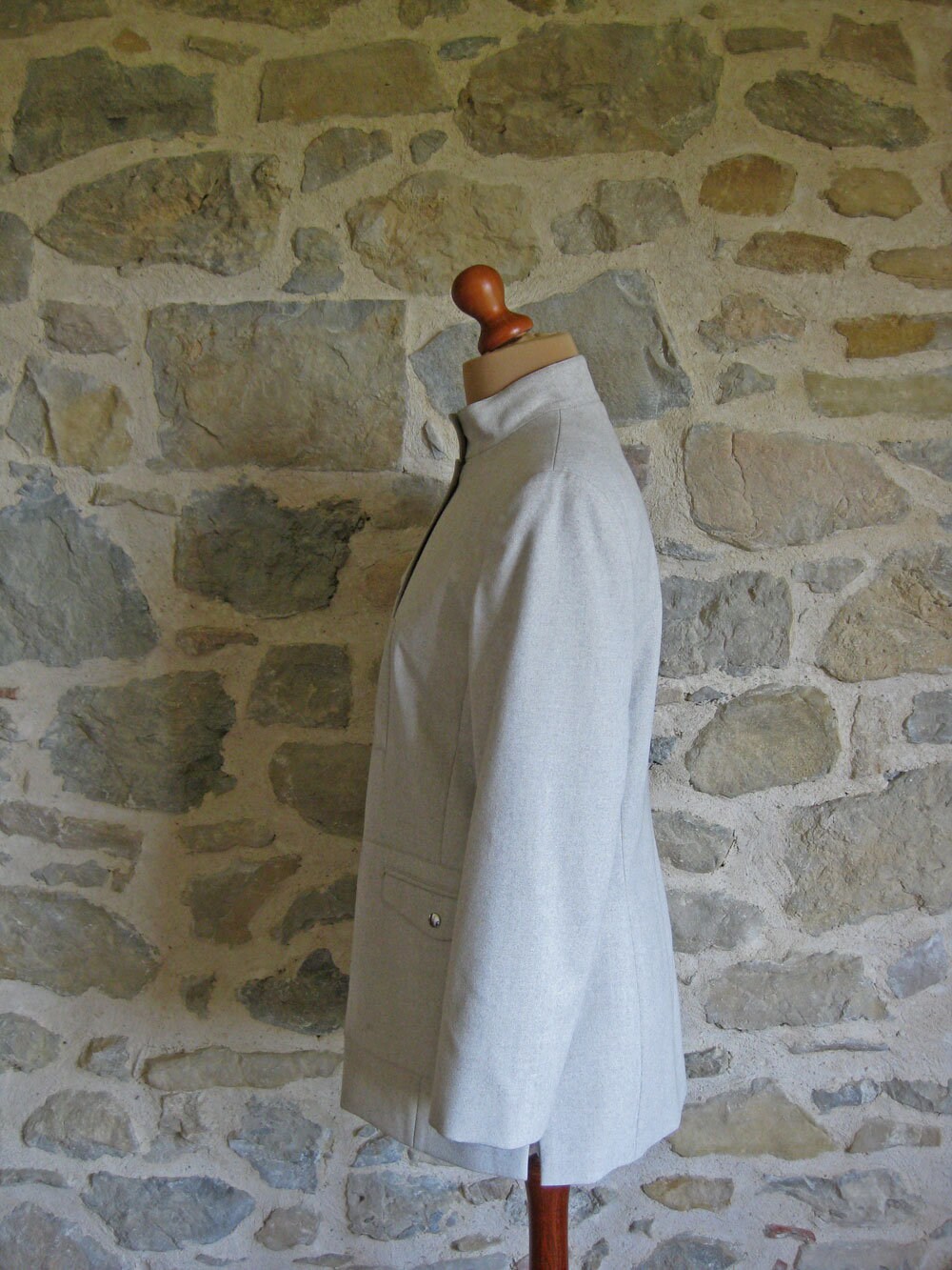 80s Longline Stone Colored Wool Jacket by Alain Manoukian | Etsy