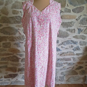 Pink Ditsy Floral House Dress, Vintage Work Dress With Pocket, 48 Inch ...