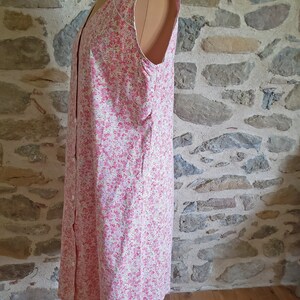 Pink Ditsy Floral House Dress, Vintage Work Dress With Pocket, 48 Inch ...