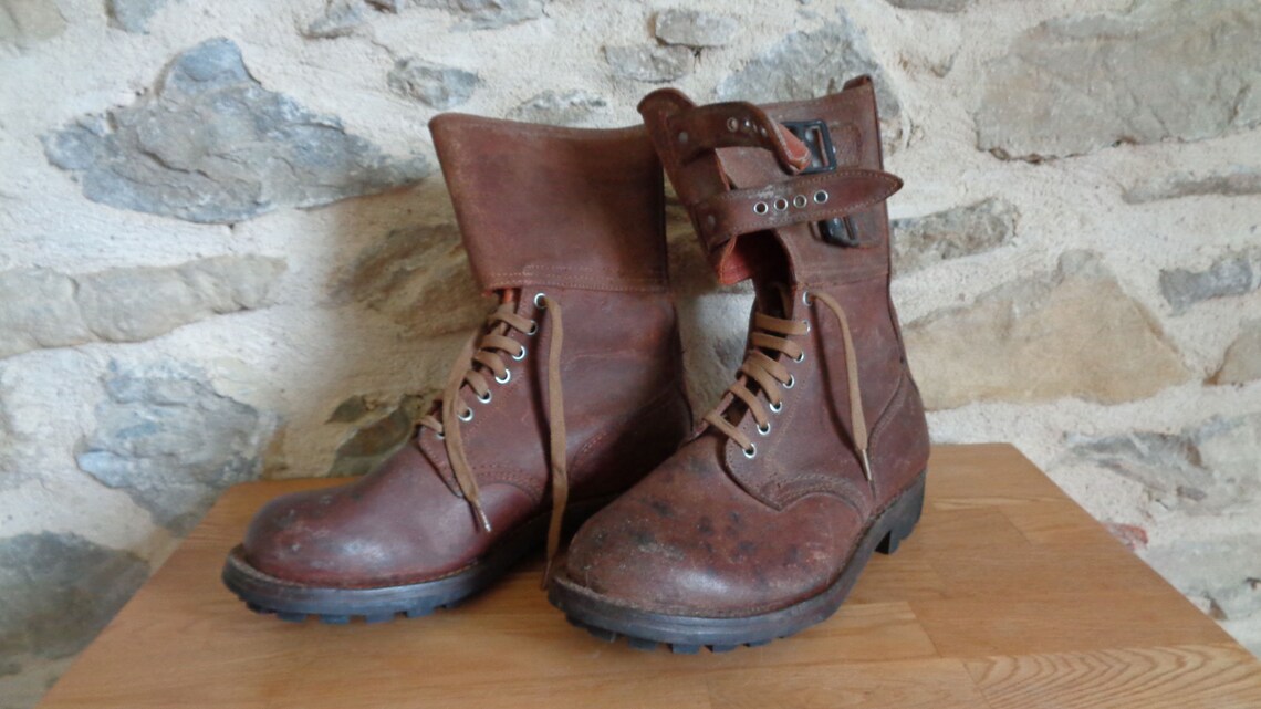 Combat boots French Army Foreign Legion brown leather boots | Etsy