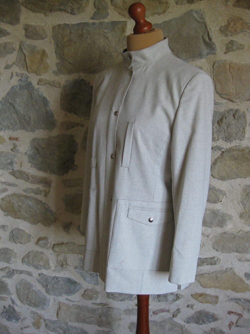 80s Longline Stone Colored Wool Jacket by Alain Manoukian | Etsy