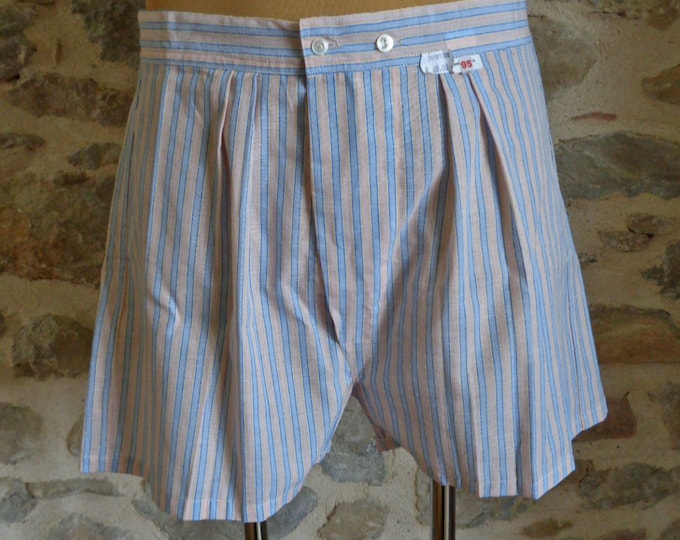 Vintage Striped Cotton Boxers: French Pastel Underwear, 39 Inch Waist ...