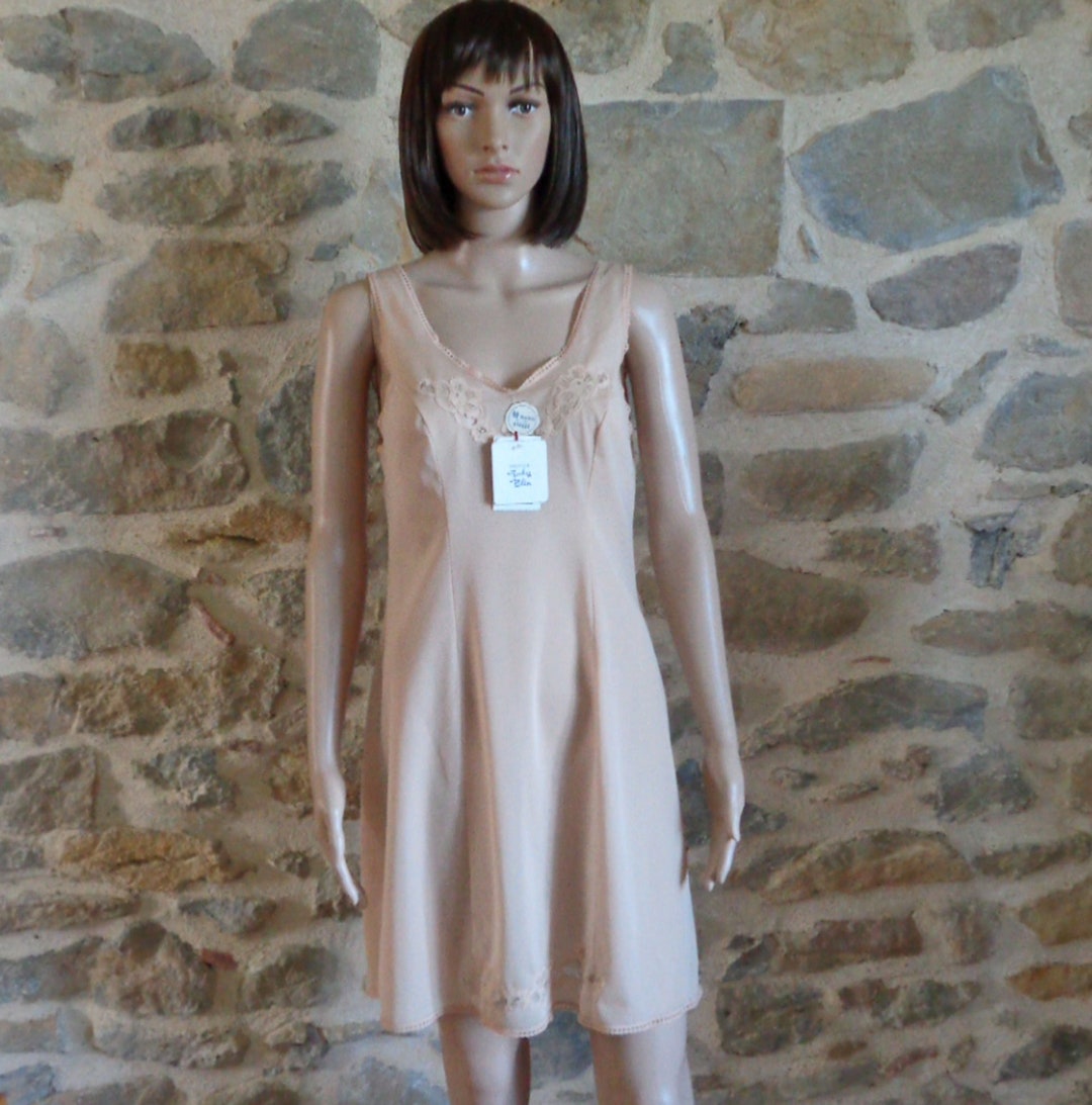 Vintage French Dress Slip, Gaby Blin Lingerie, Calais Lace Trim, FR 44 ...