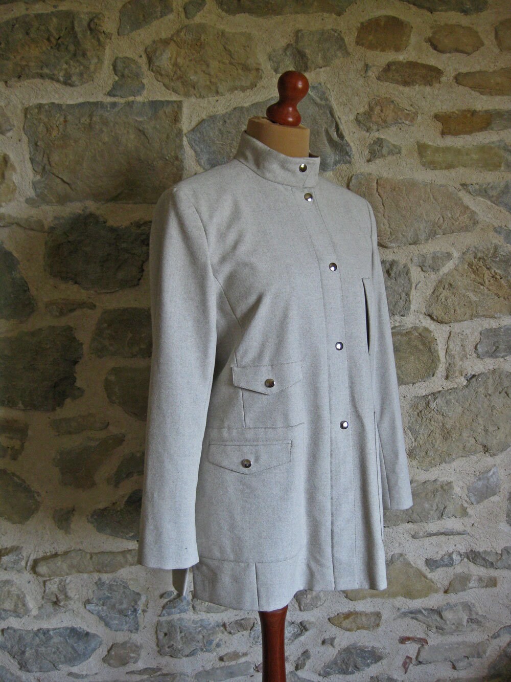 80s Longline Stone Colored Wool Jacket by Alain Manoukian | Etsy