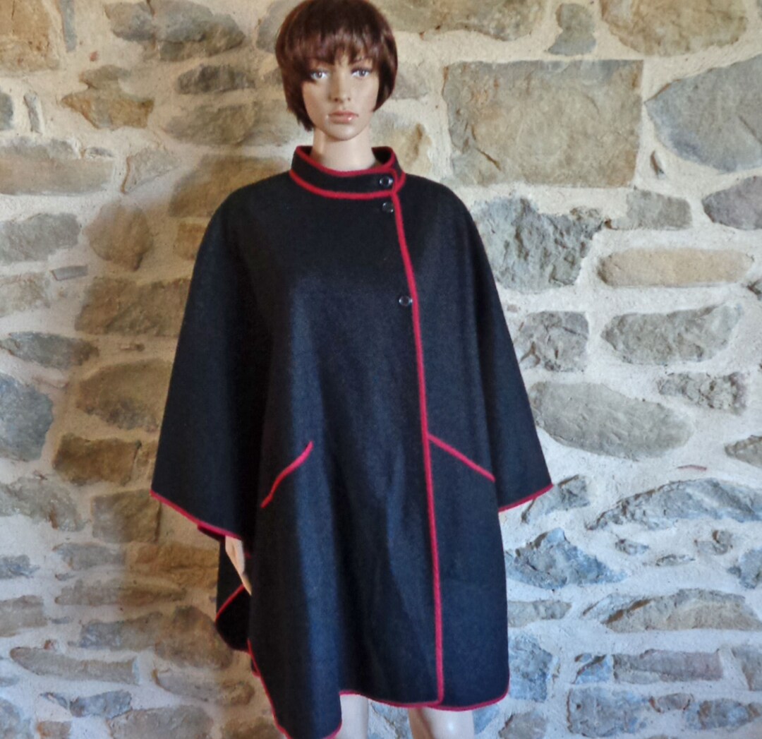 Black Wool Cape, Long Poncho, Made in Greece - Etsy