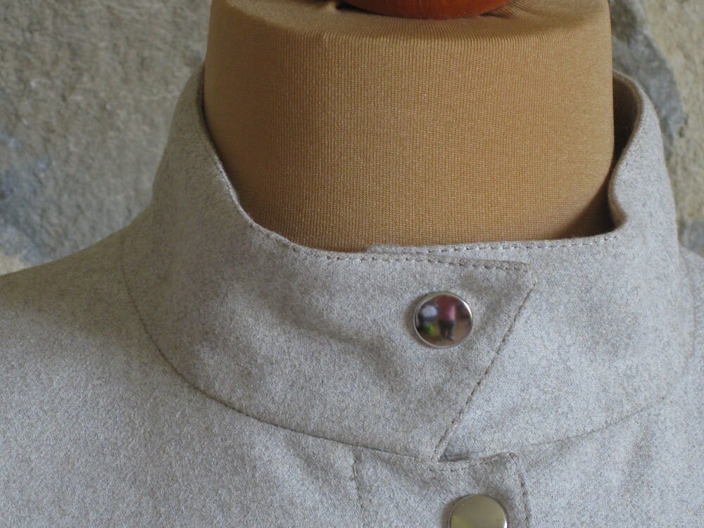 80s Longline Stone Colored Wool Jacket by Alain Manoukian, Size FR44 ...