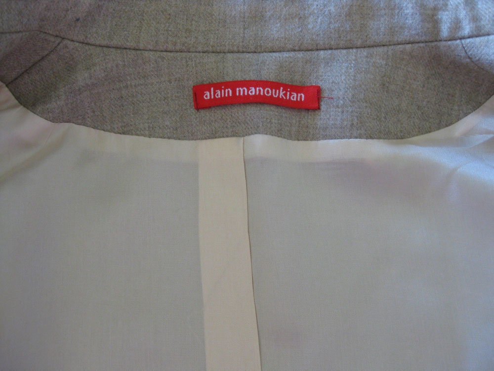 80s Longline Stone Colored Wool Jacket by Alain Manoukian | Etsy