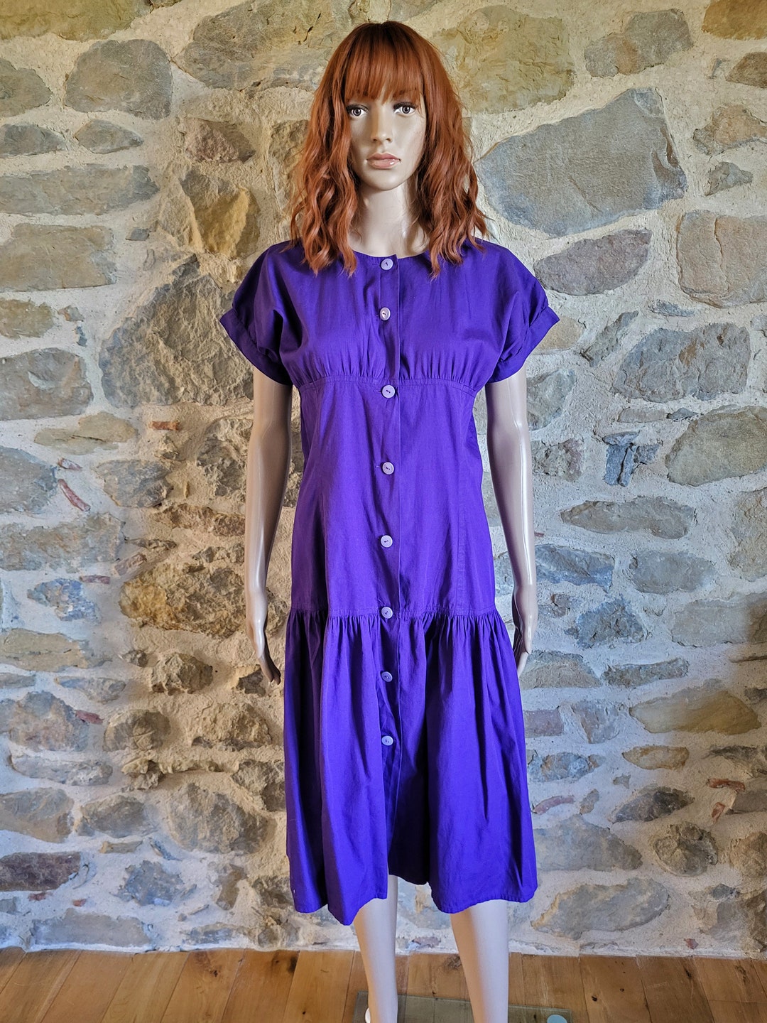 80s Purple Dress, Dropped Waist Dress - Etsy