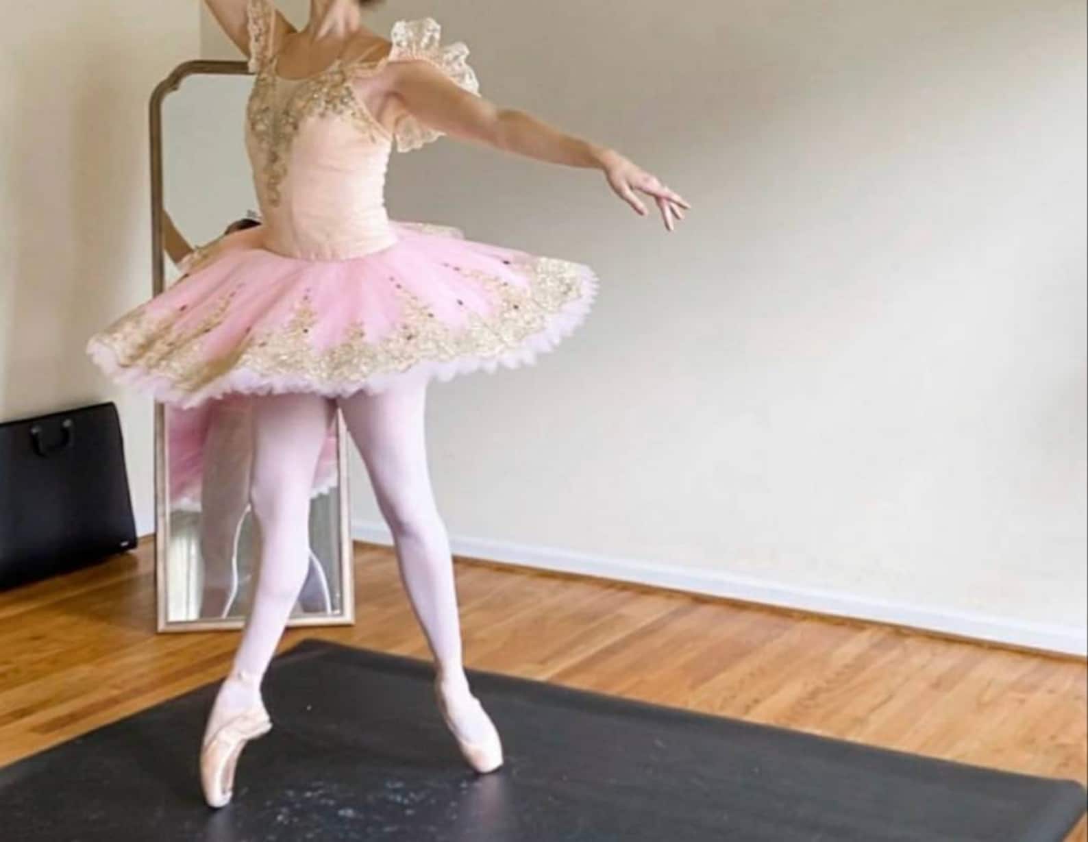 PK-005 Professional Pink Gold Lace Platter Ballet Tutu Aurora Fairy ...
