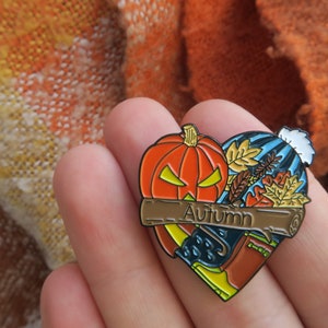 Autumn / Fall Heart Enamel Pin Halloween Pumpkin Leaves - Etsy UK