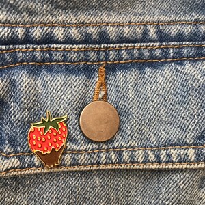 Chocolate Strawberry Pin Fruit Enamel / Lapel Pin, Brooch, Badge ...