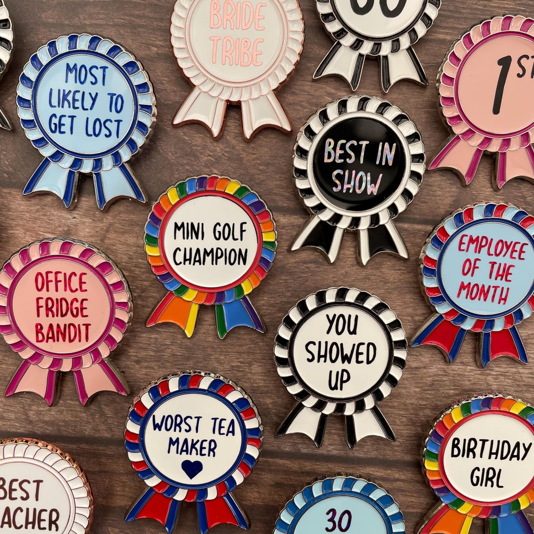 Personalised Design Your Rosette Award Enamel Pin | Customised Pin ...
