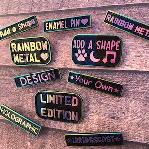 Holographic Rainbow Metal Enamel Pin: Personalized Design, Resined ...