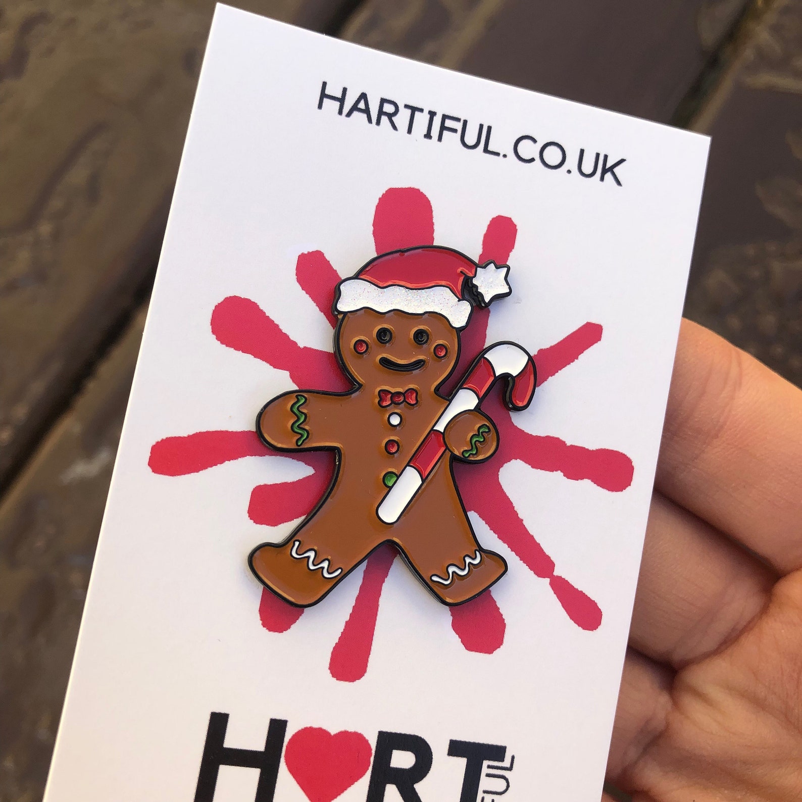 Christmas Gingerbread Man Enamel Pin: Glitter Santa Hat Lapel Pin - Etsy