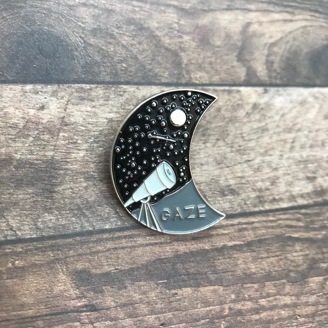 Star Gazing Enamel Pin | Stars, Telescope, Moon | Astrology Badge| Gift ...