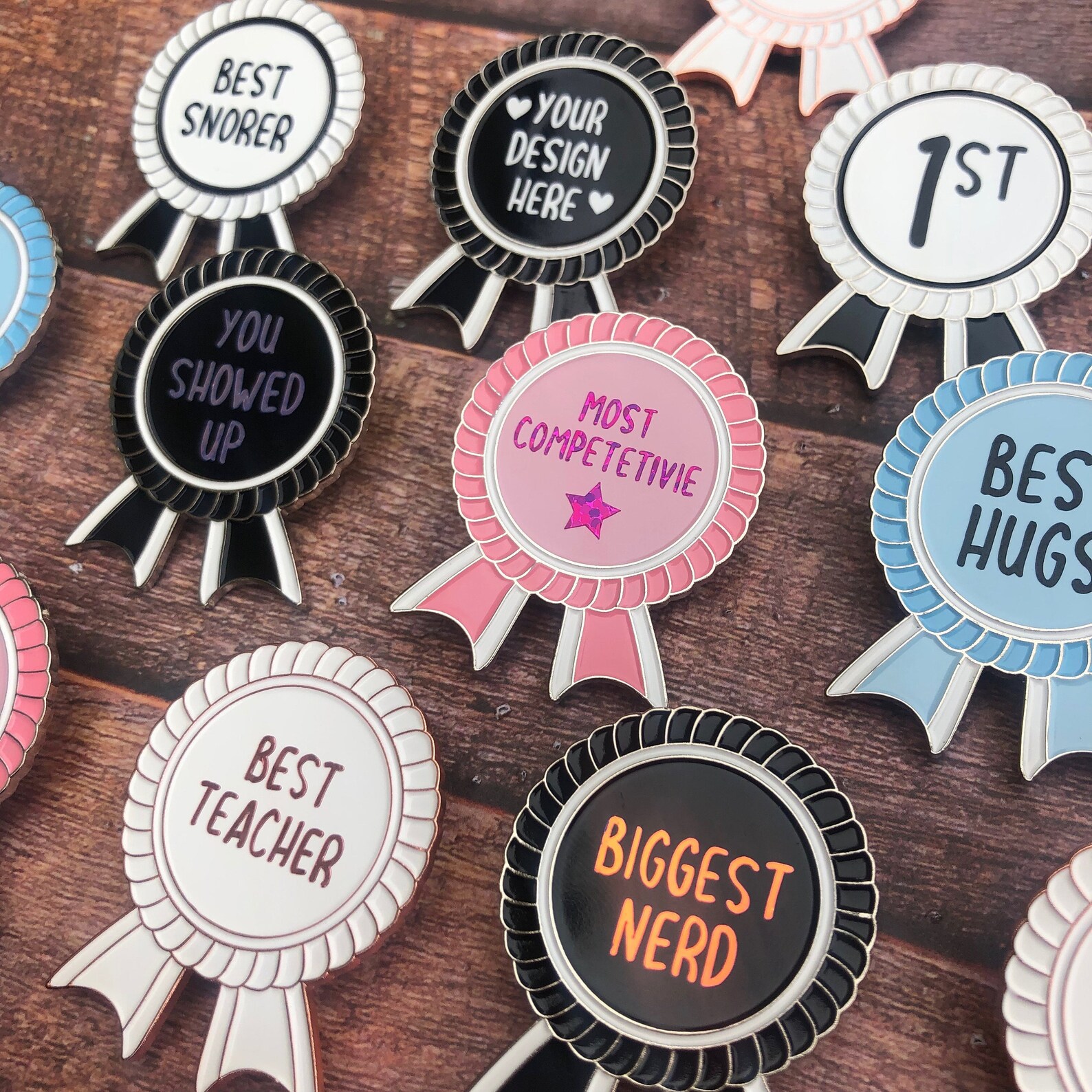Personalised Design Your Rosette Award Enamel Pin Customised - Etsy