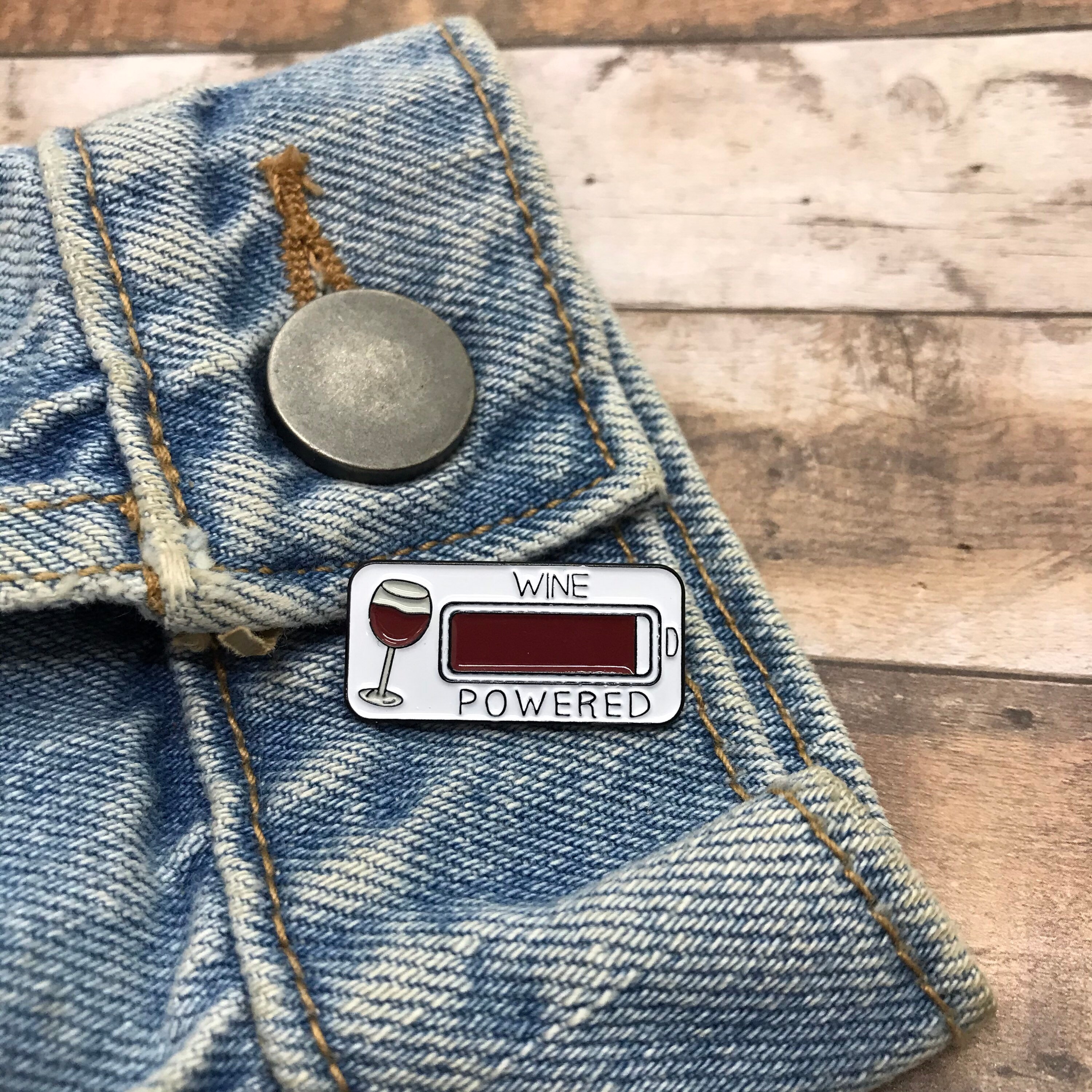 Wine Powered Enamel Pin Stocking Filler T Lapel Pin Etsy