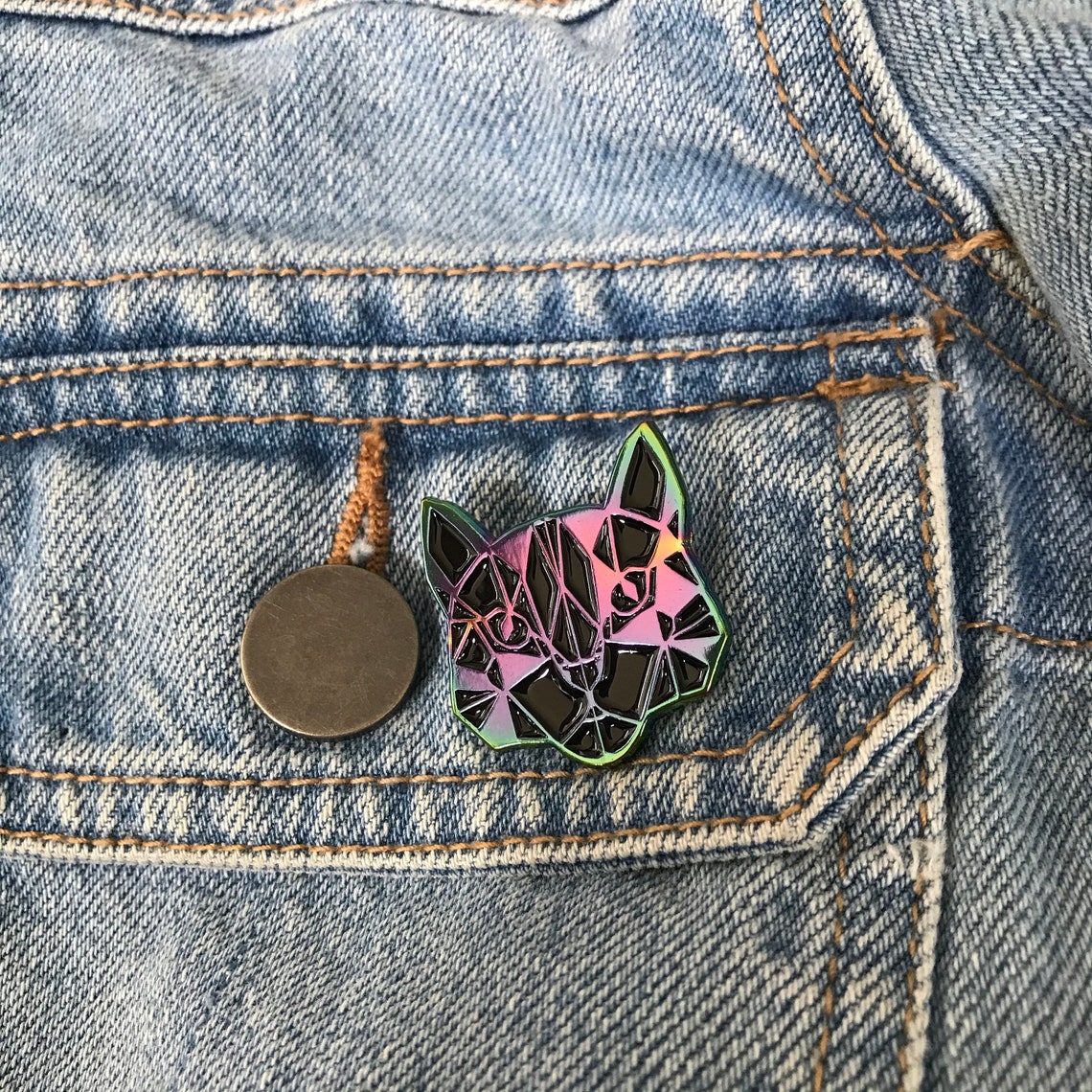 Rainbow Metal Cat Enamel Pin | Badge Multi Chrome Gift - Etsy