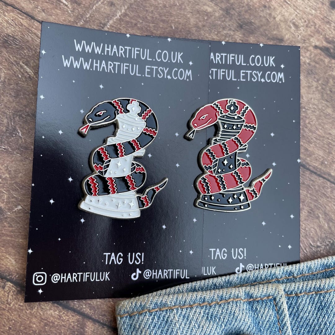 Snake & Chess Piece, King Enamel Pin | Checkmate - Etsy
