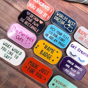 Personalised Design Your BIG Rectangle Enamel Pin | Customised Pin ...
