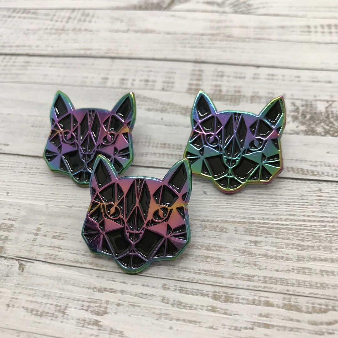 Rainbow Metal Cat Enamel Pin | Badge Multi Chrome Gift - Etsy