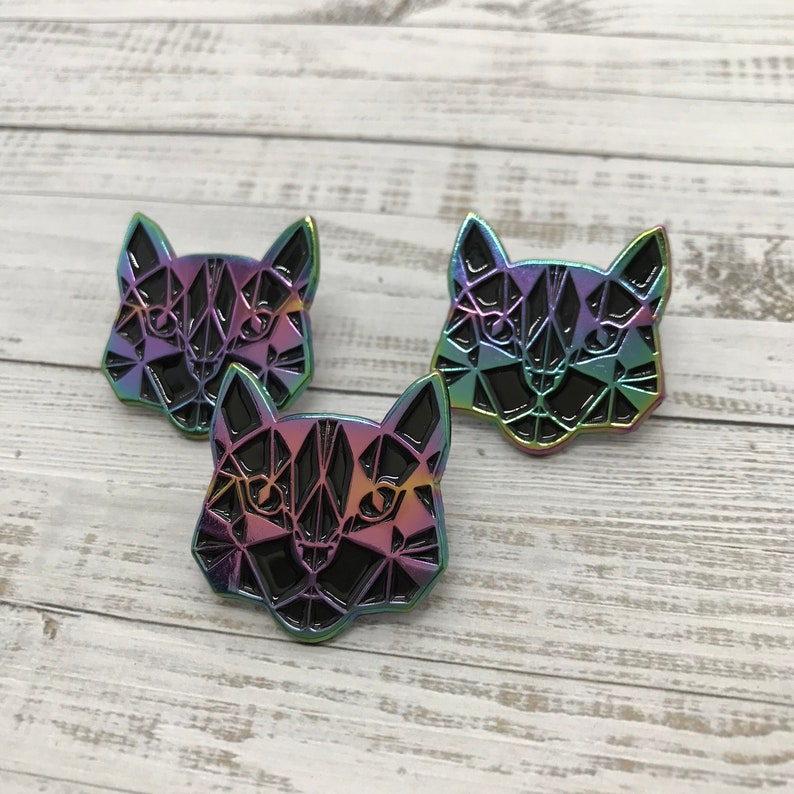 Rainbow Metal Cat Enamel Pin | Badge Multi Chrome Gift - Etsy