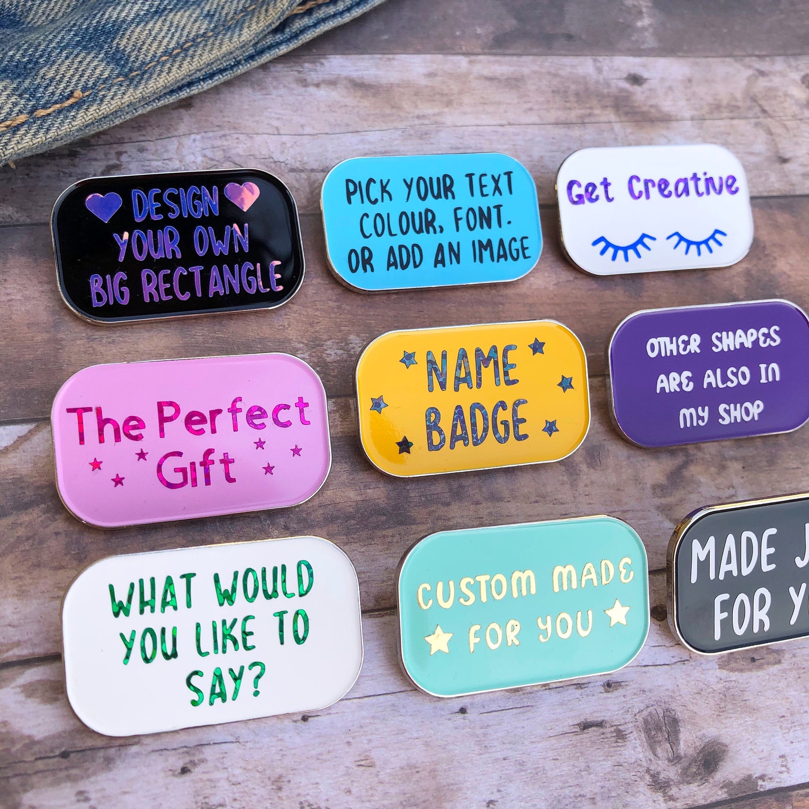 Personalised Design Your BIG Rectangle Enamel Pin Customised - Etsy