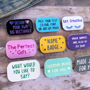 Personalised Design Your BIG Rectangle Enamel Pin | Customised Pin ...