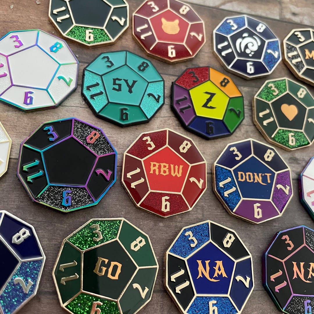 Customisable Dice D12 Enamel Pins, RPG Gift – Tabletop Gamer Accessory ...