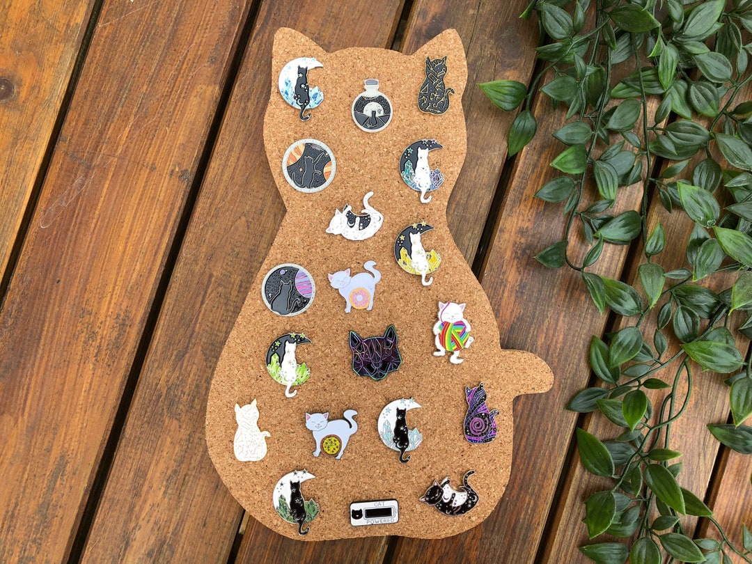 Cat Pin Board | Enamel Pin Display | Cork Board - Etsy