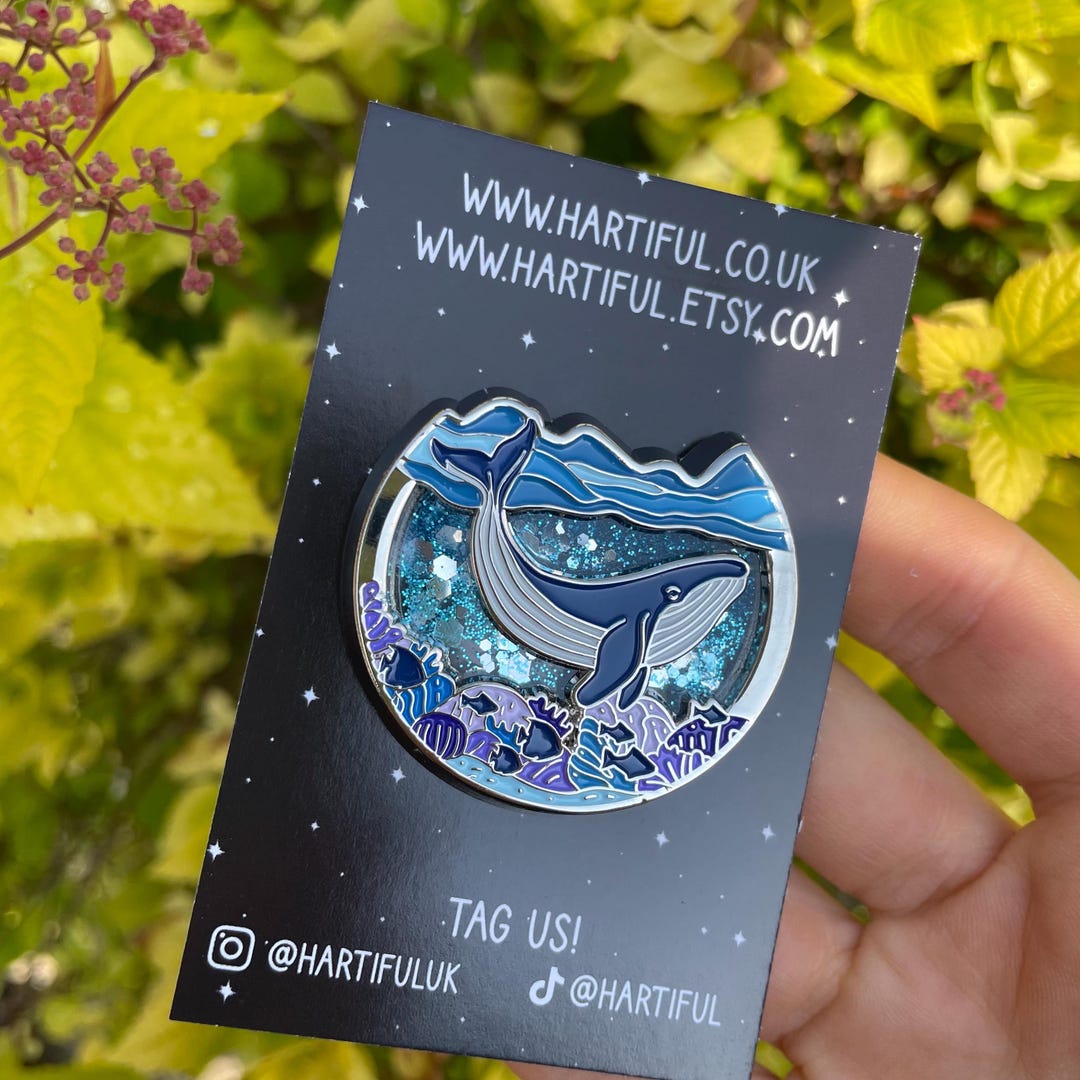 Shaker Whale Enamel Pin – Glitter Quicksand Ocean Bubbles - Etsy