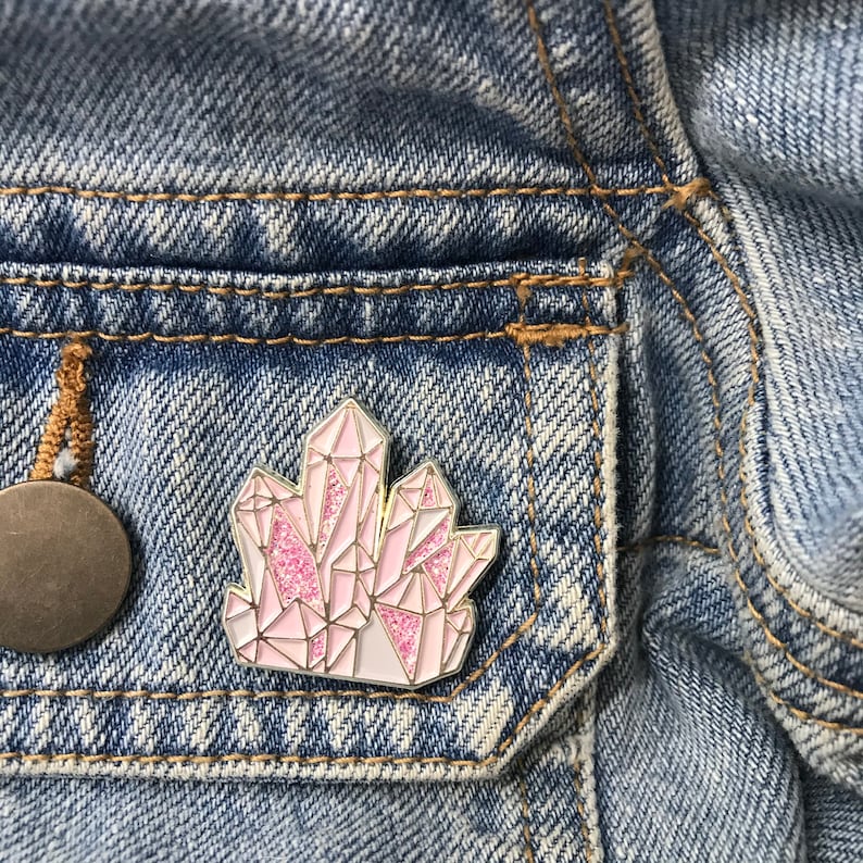 Rose Quartz Crystal Enamel Pin Science Lapel Pin Badge - Etsy