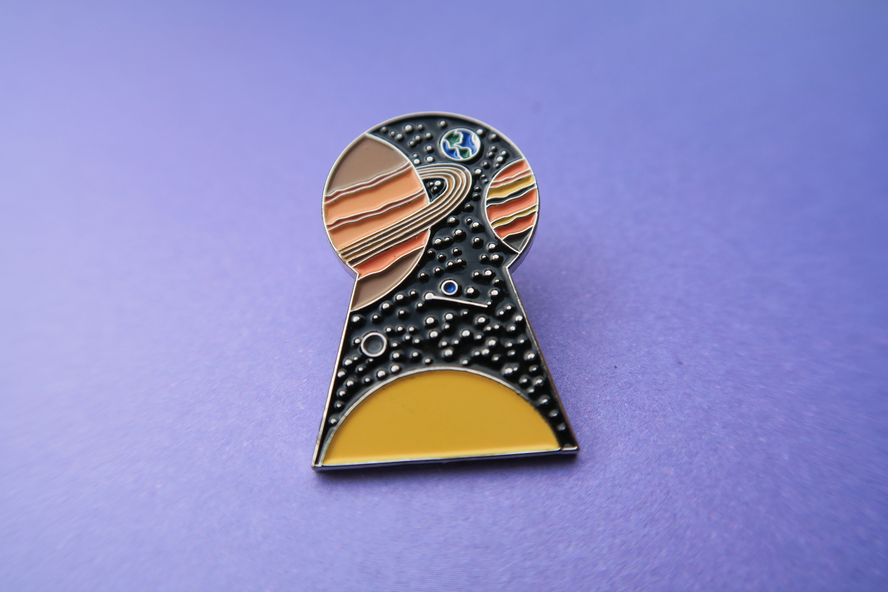 Space Keyhole Enamel Pin | Outer Space | Galaxy, Planets, Stars | Astrology