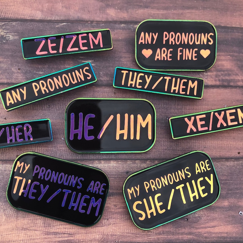 Limited Edition Any Pronoun / Pronouns Holographic/irridescent - Etsy