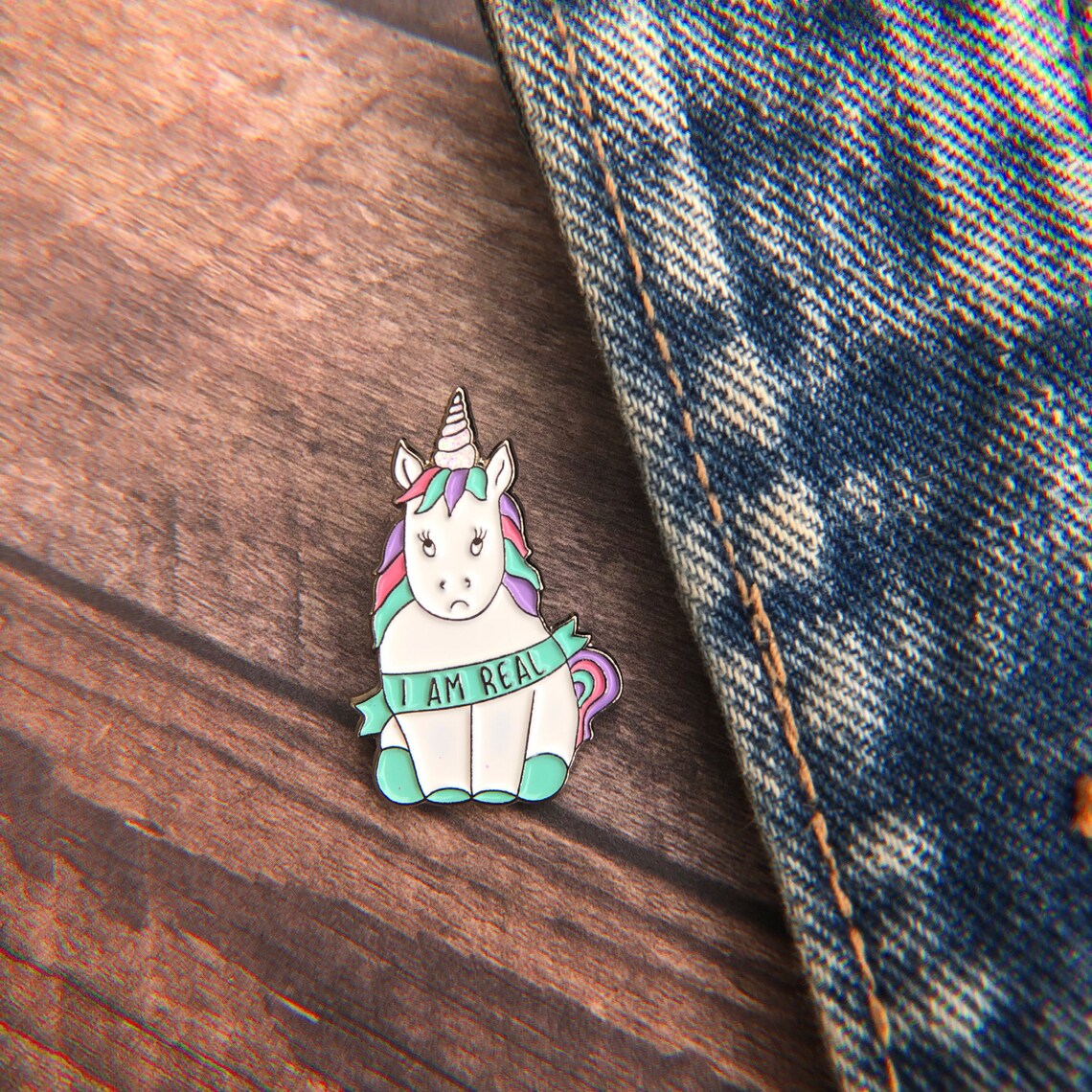 Unicorn Enamel Pin “I Am Real” | With Glitter - Etsy