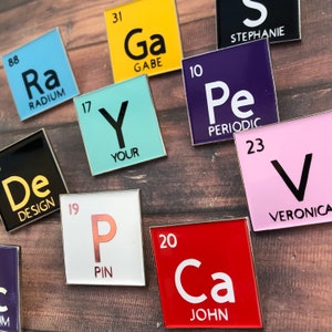 Personalised Periodic Table Element Enamel Pin | Customised Gift - Etsy