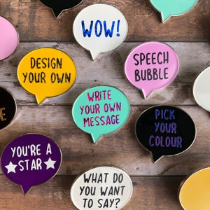 Personalised Design Your Speech Bubble Enamel Pin | Customised Pin ...