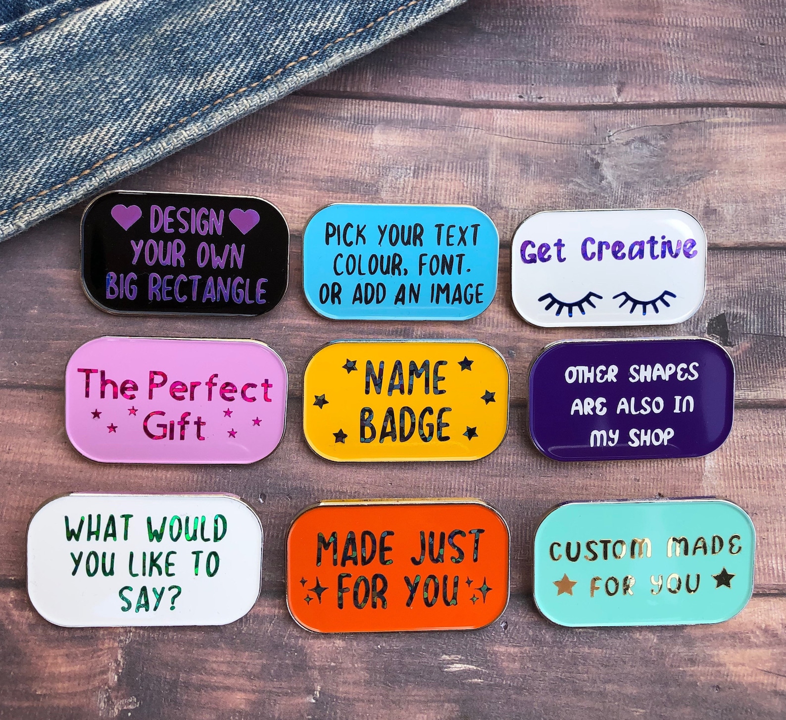 Personalised Design Your BIG Rectangle Enamel Pin Customised - Etsy